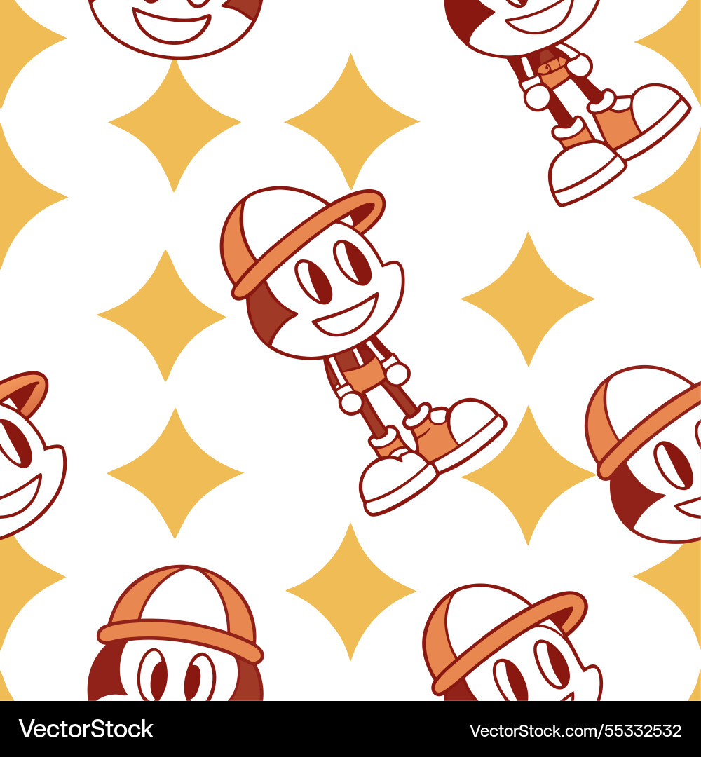 Cartoon style retro seamless tile pattern Vector Image