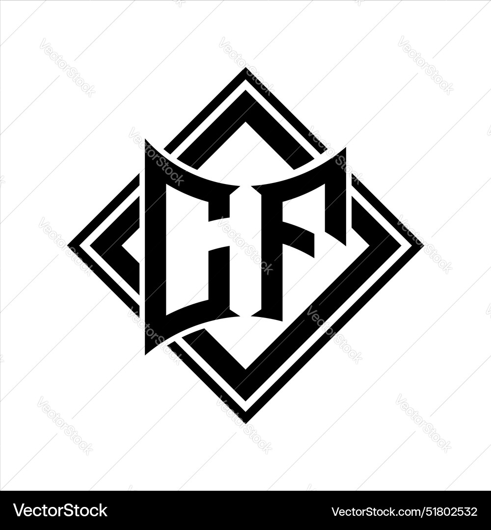Cf letter logo with abstract shield shape Vector Image