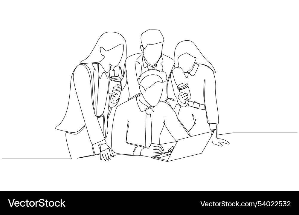 Employee working while colleagues comment his work