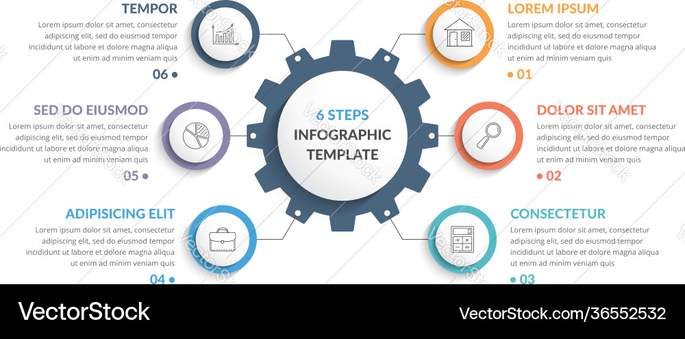 Infographic template with gear Royalty Free Vector Image