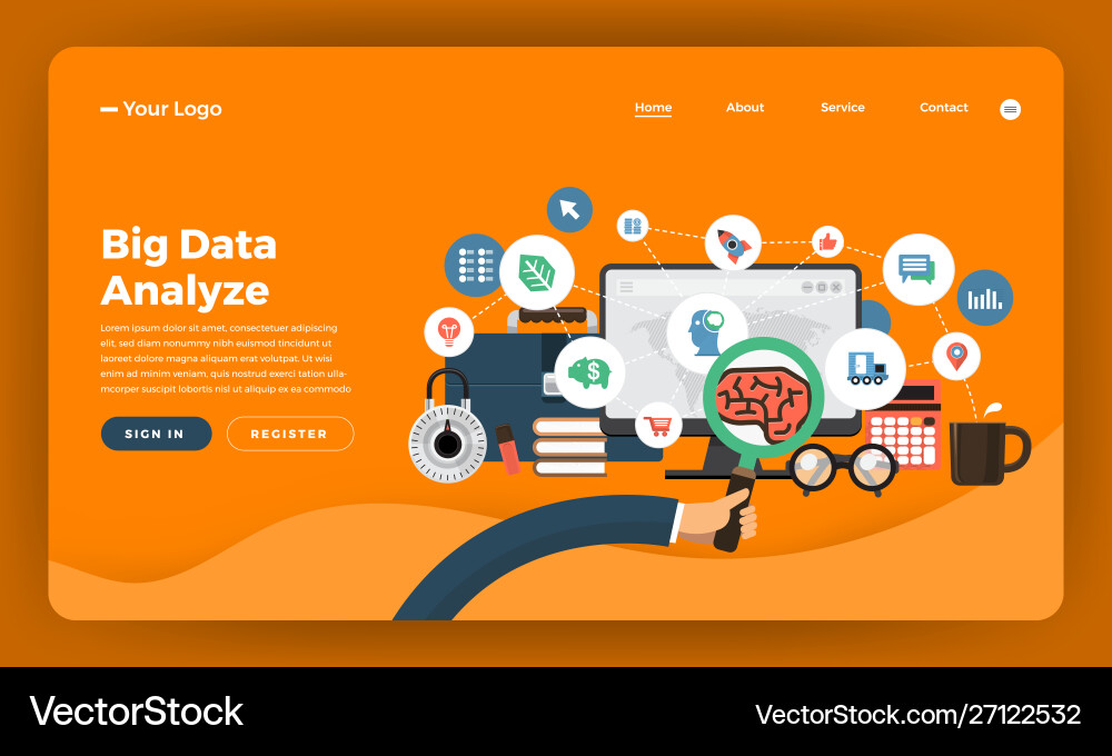 Mock-up design website flat concept Royalty Free Vector