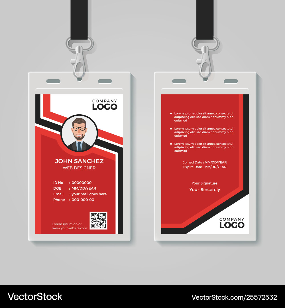 Modern red id card template Royalty Free Vector Image