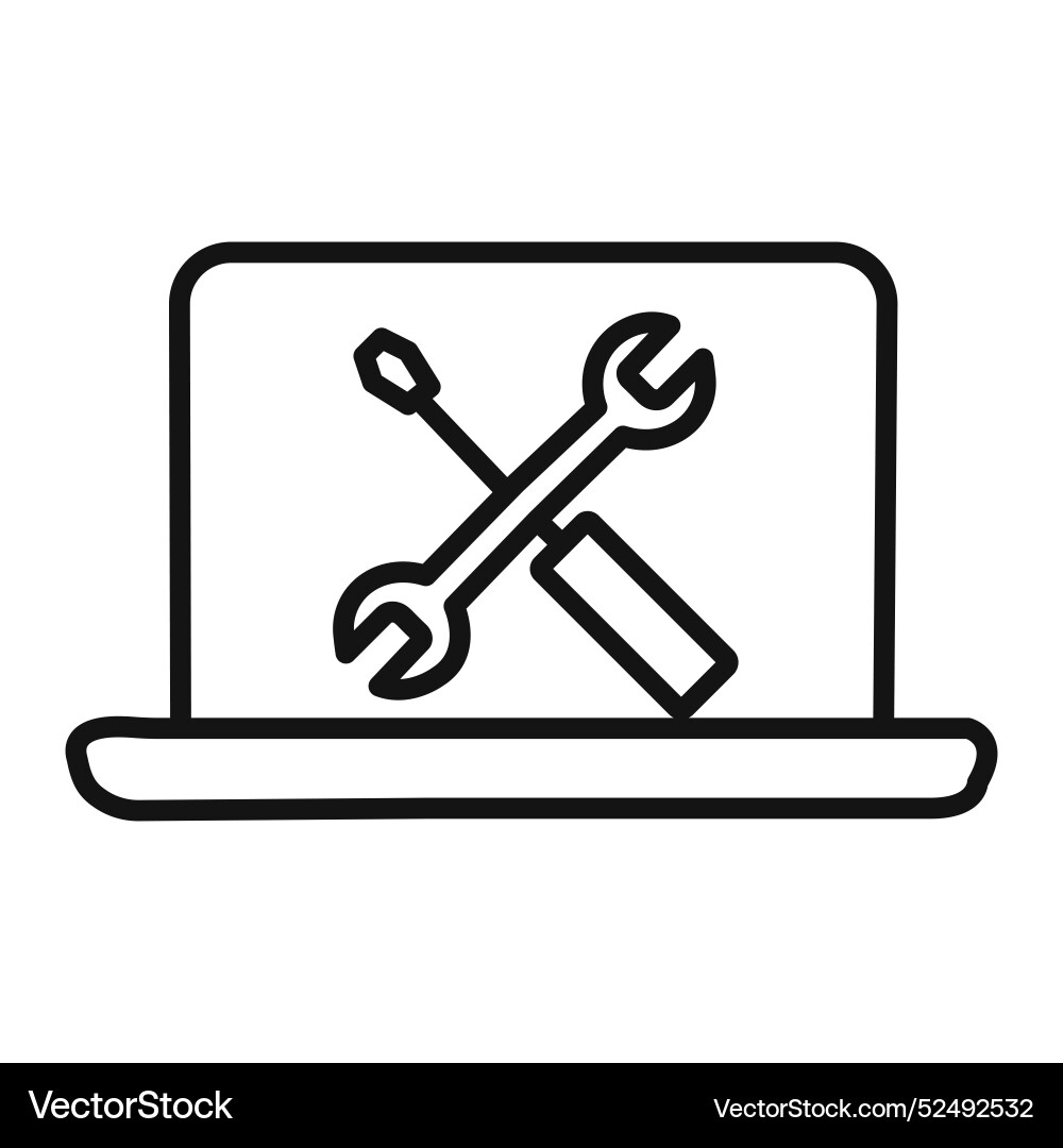 Repairing laptop icon linear graphics set Vector Image