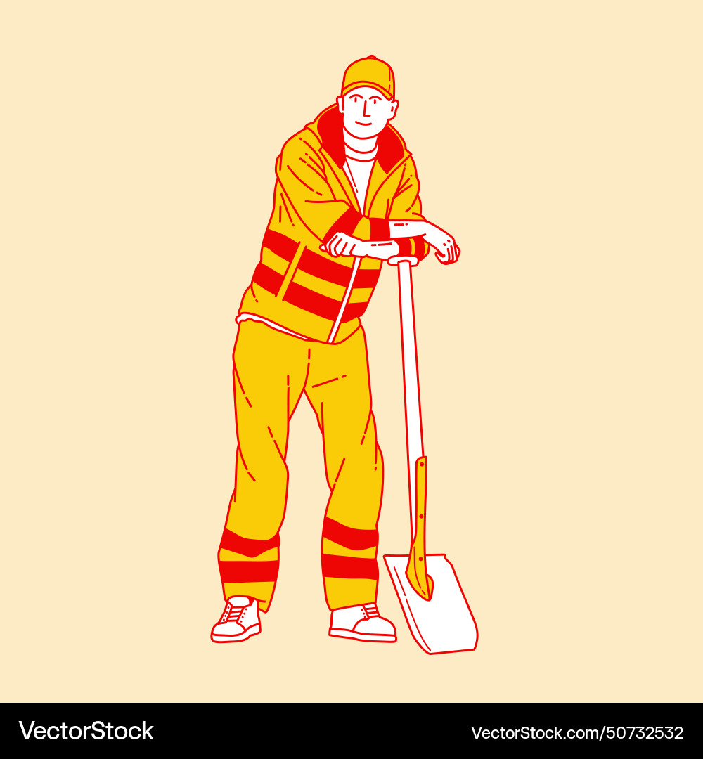 Simple cartoon of a construction worker 1 Vector Image