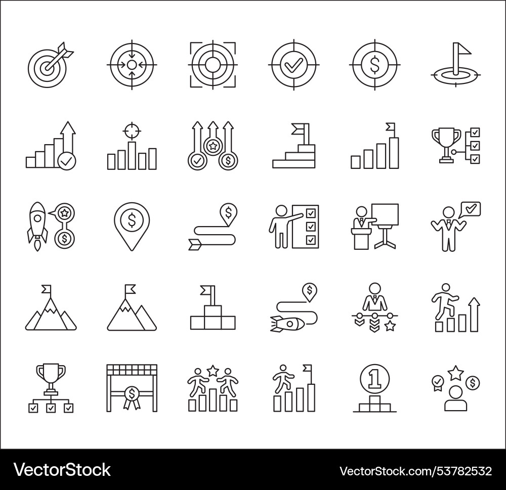 Target icon set goals and achievement icons Vector Image