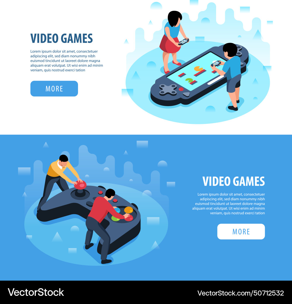 Video games horizontal banners Royalty Free Vector Image
