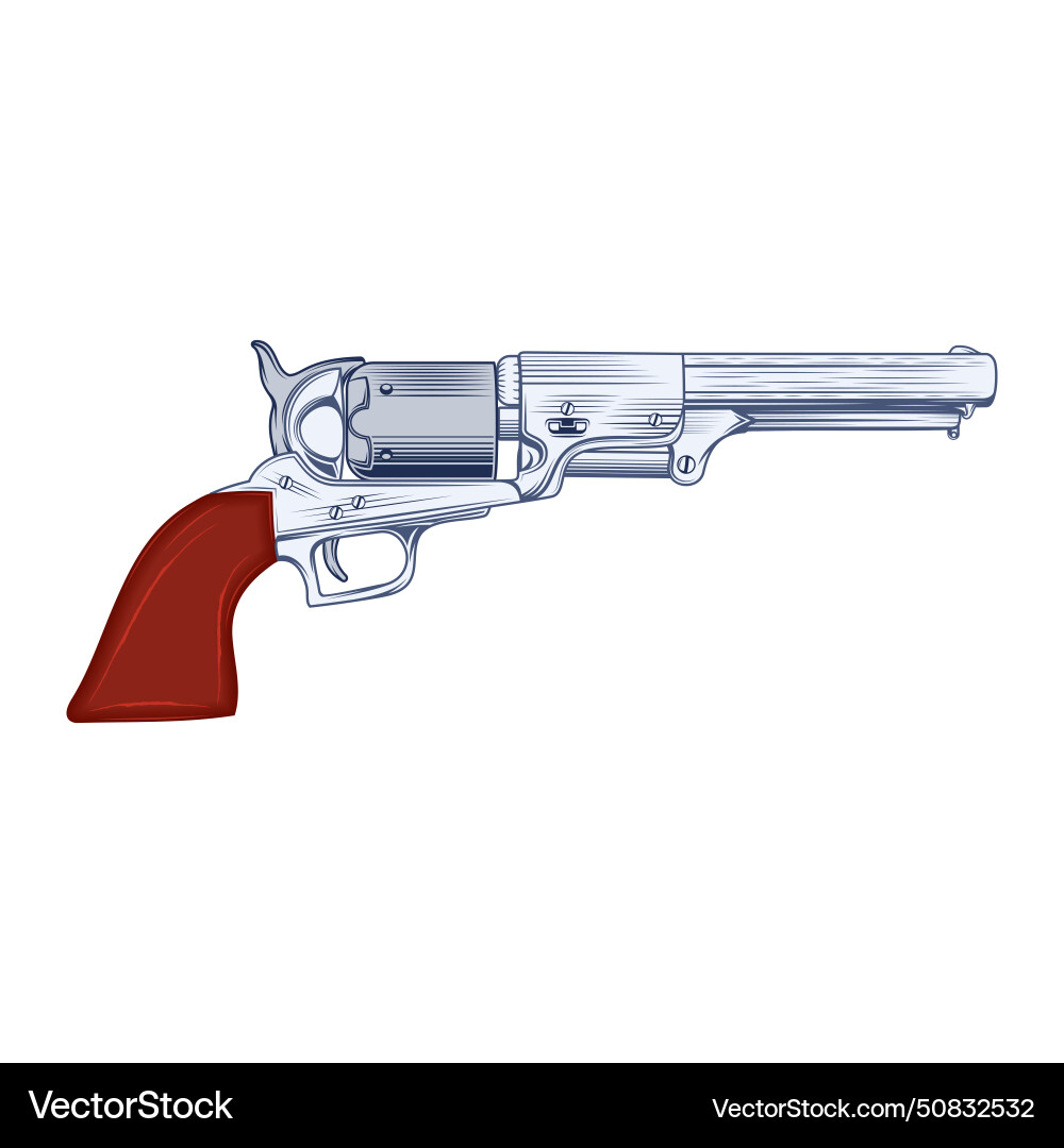 Vintage revolver 0001 col Royalty Free Vector Image