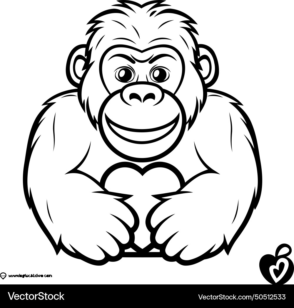 A monkey with heart on white background Royalty Free Vector