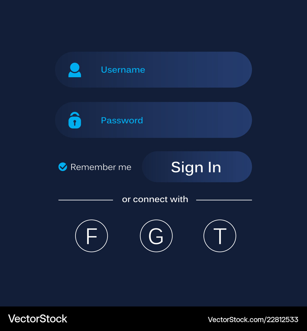 Anmeldeformular ui design für website und mobile apps