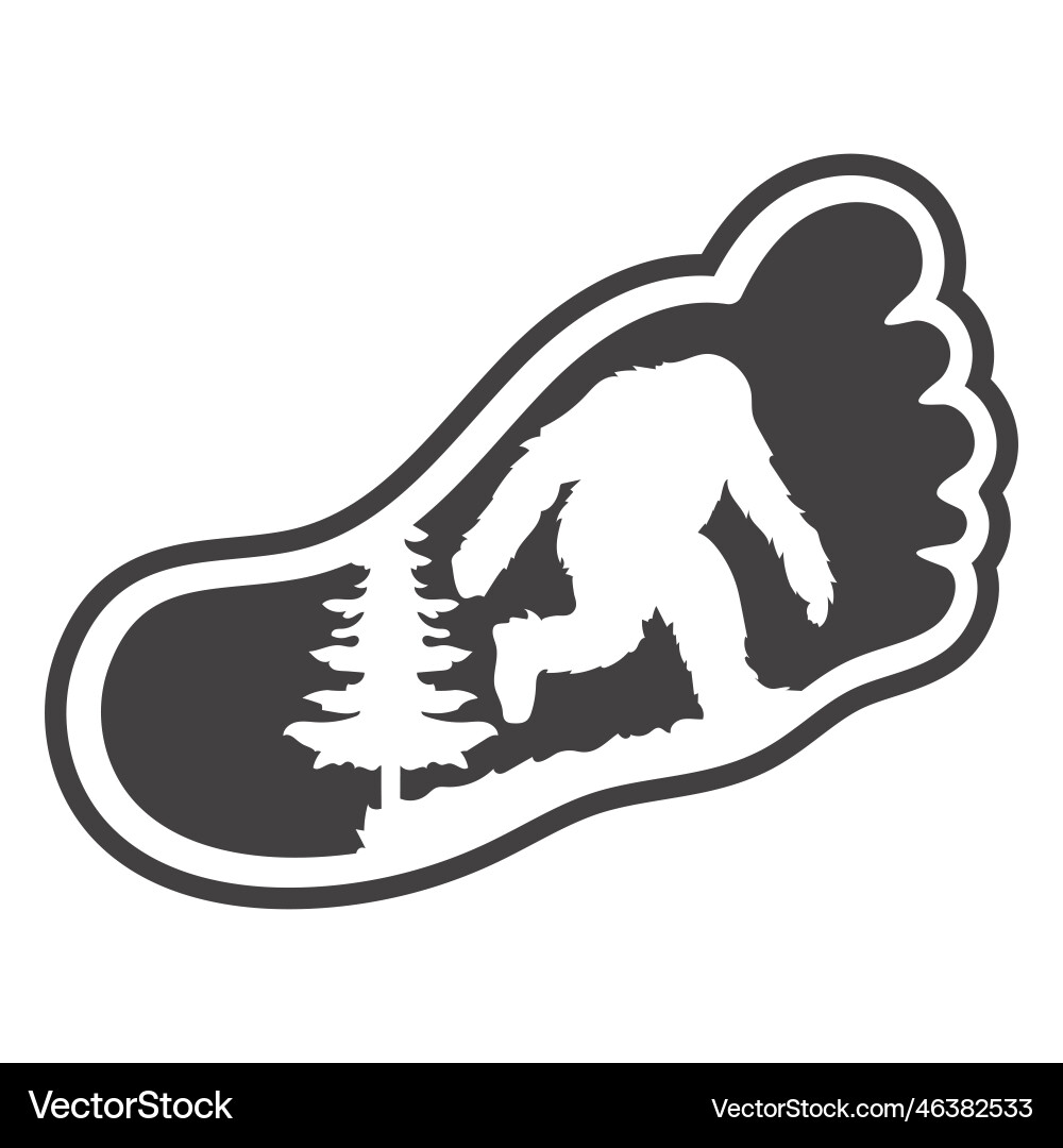 Bigfoot in foot cut out Royalty Free Vector Image