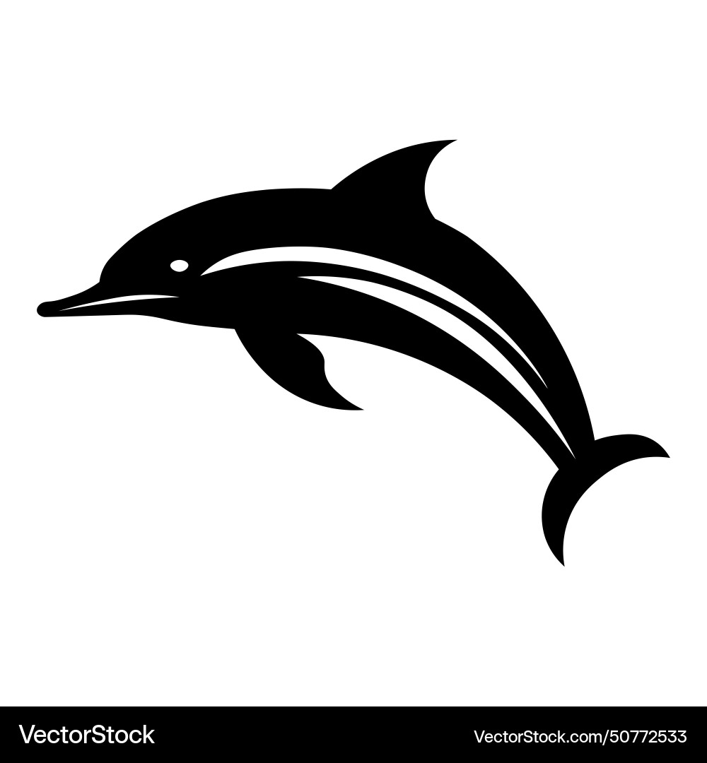 Black dolphin icon on white background Royalty Free Vector