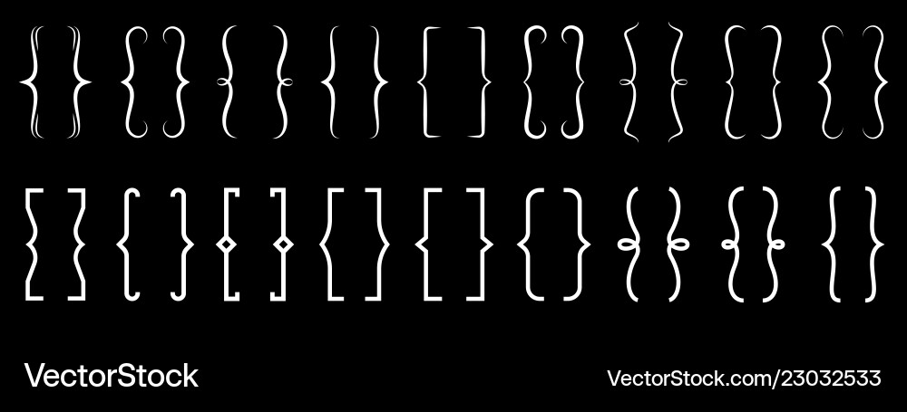 Brackets icons vintage typography symbol Vector Image