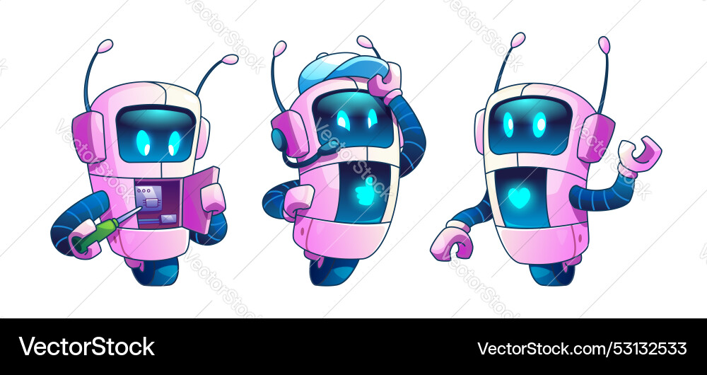 Cute ai robot character chat bot mascot cartoon Vector Image