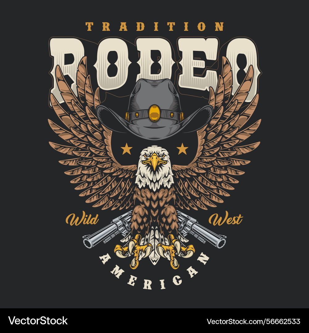 Rodeo tradition featuring eagle and cowboy hat Vector Image