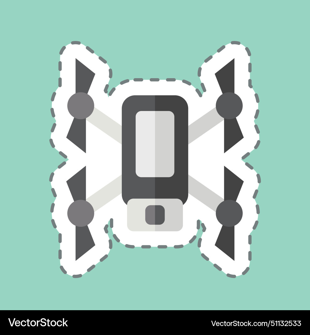 Sticker line cut scouting drone related Royalty Free Vector