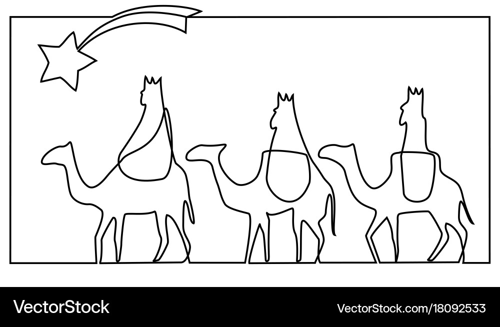Three wise men bring presents to jesus Royalty Free Vector