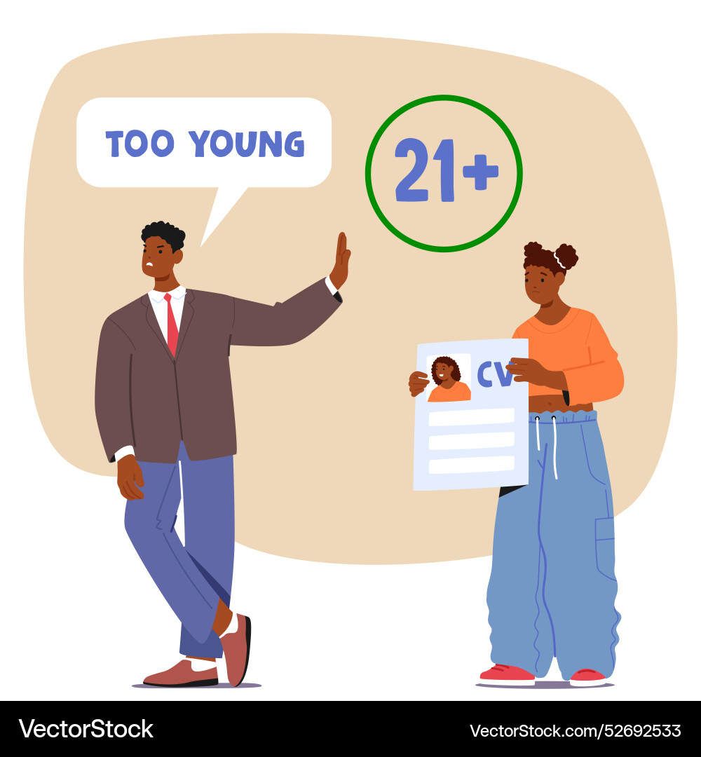 Young job applicant character being turned away Vector Image