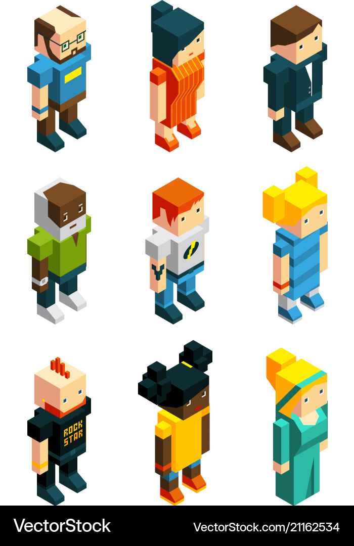 3D Low Poly People Icons Royalty Free Vector Image