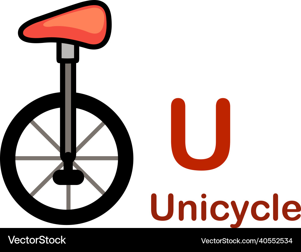 Alphabet letter u-unicycle Royalty Free Vector Image