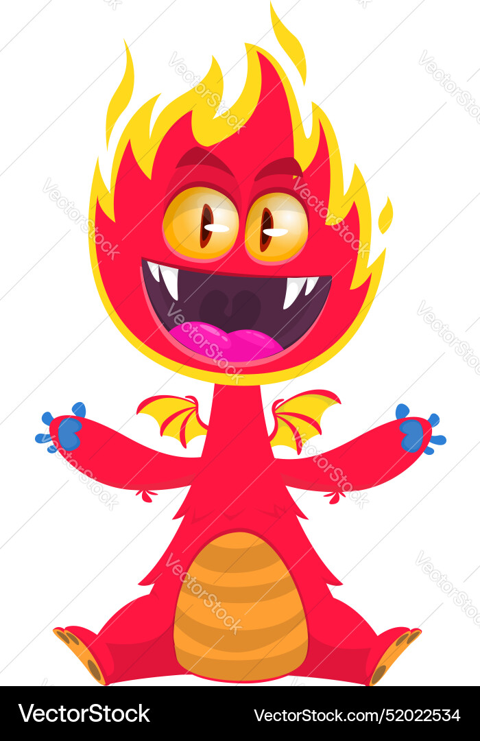 Cartoon red monster with funny face expression Vector Image