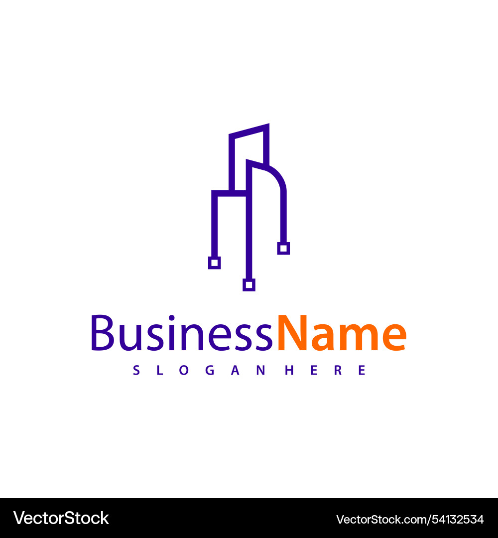 Modern tech city logo design Royalty Free Vector Image