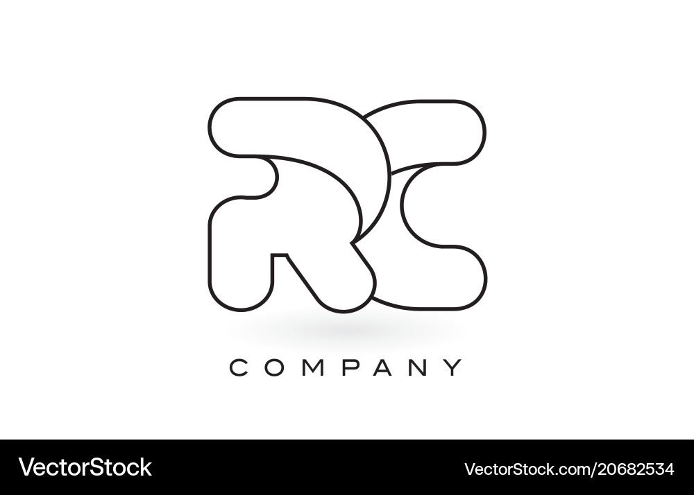 Rc monogram letter logo with thin black Royalty Free Vector
