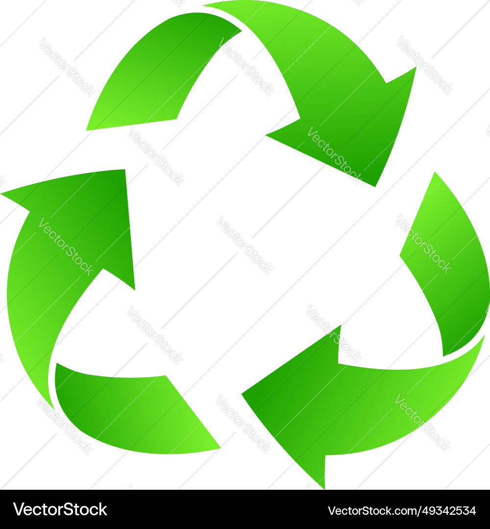 Stylized green triangle recycle logo symbol Vector Image