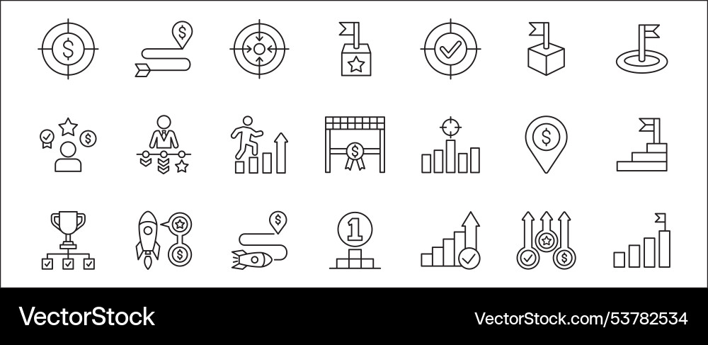 Target icon set goals and achievement icons Vector Image