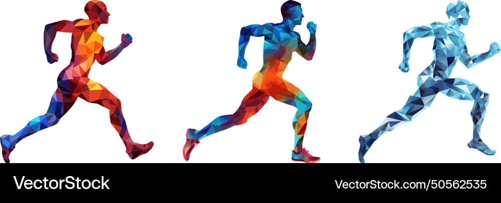 Abstract geometric fast running man silhouettes Vector Image