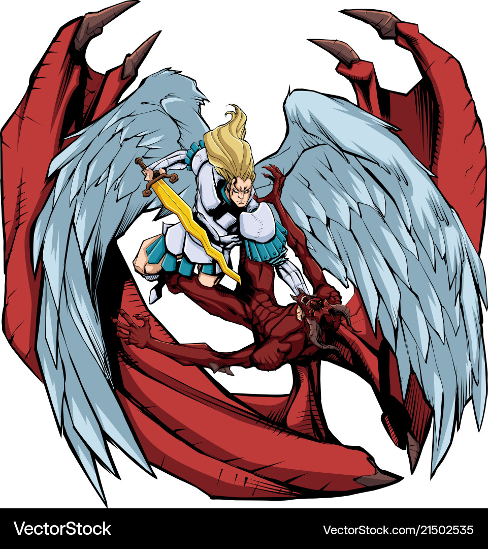 Archangel Michael vs. Satan Royalty Free Vector Image