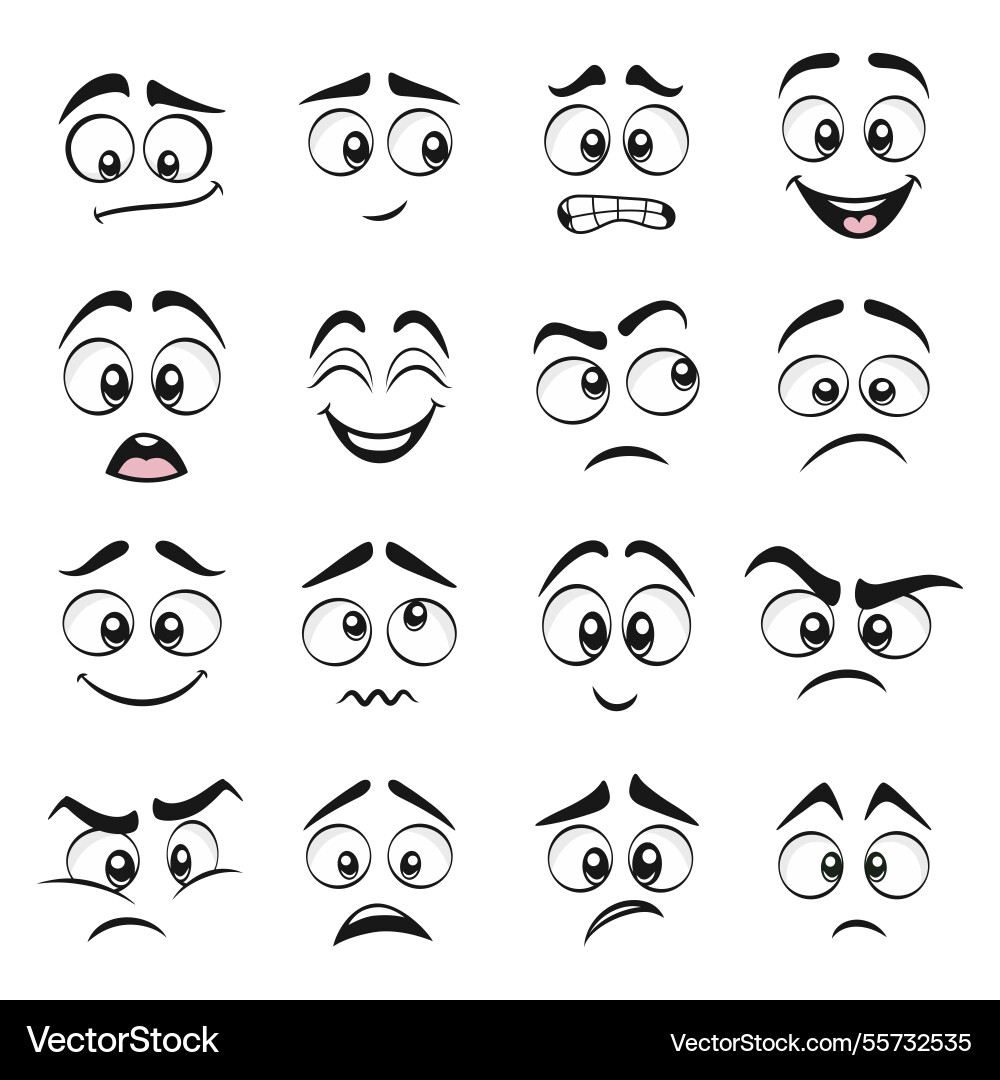 Cartoon Emotion Faces Set – Royalty-Free Vector | VectorStock