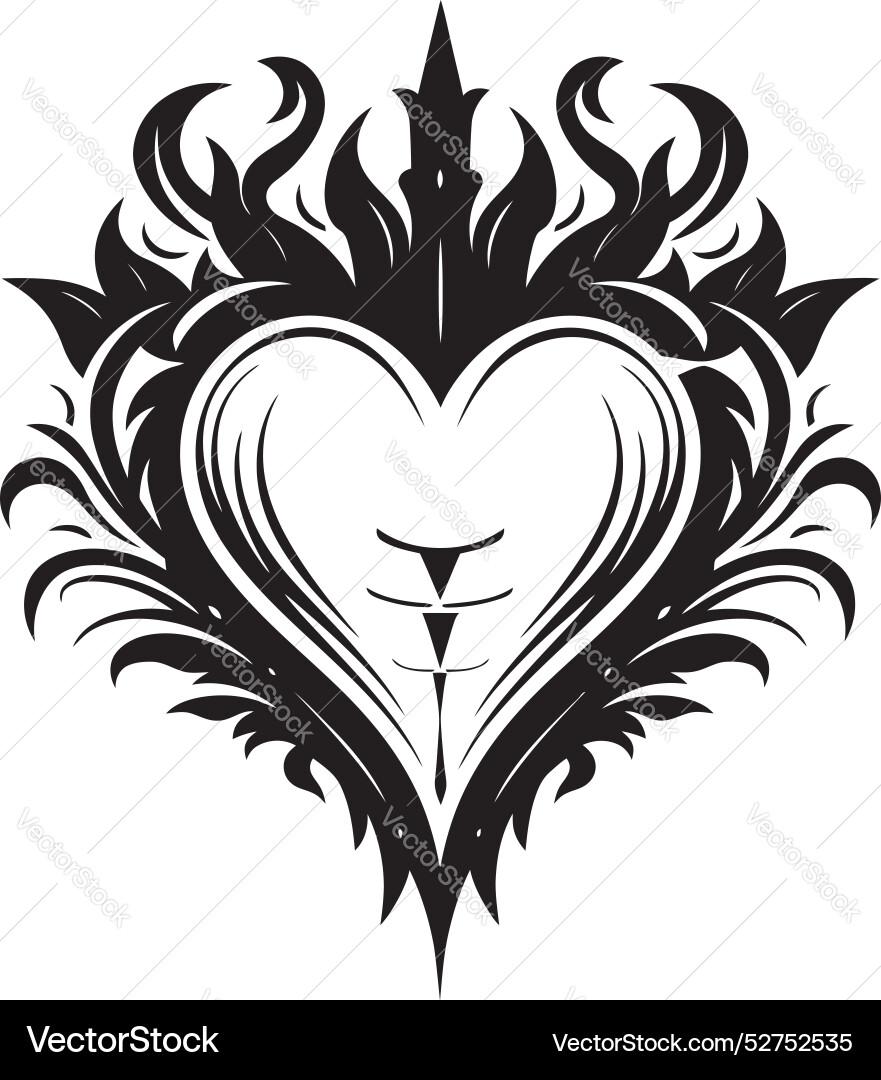 Divine illumination sacred heart emblem design Vector Image