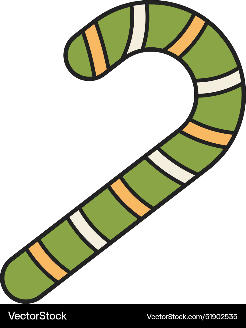 Green candy cane Royalty Free Vector Image - VectorStock