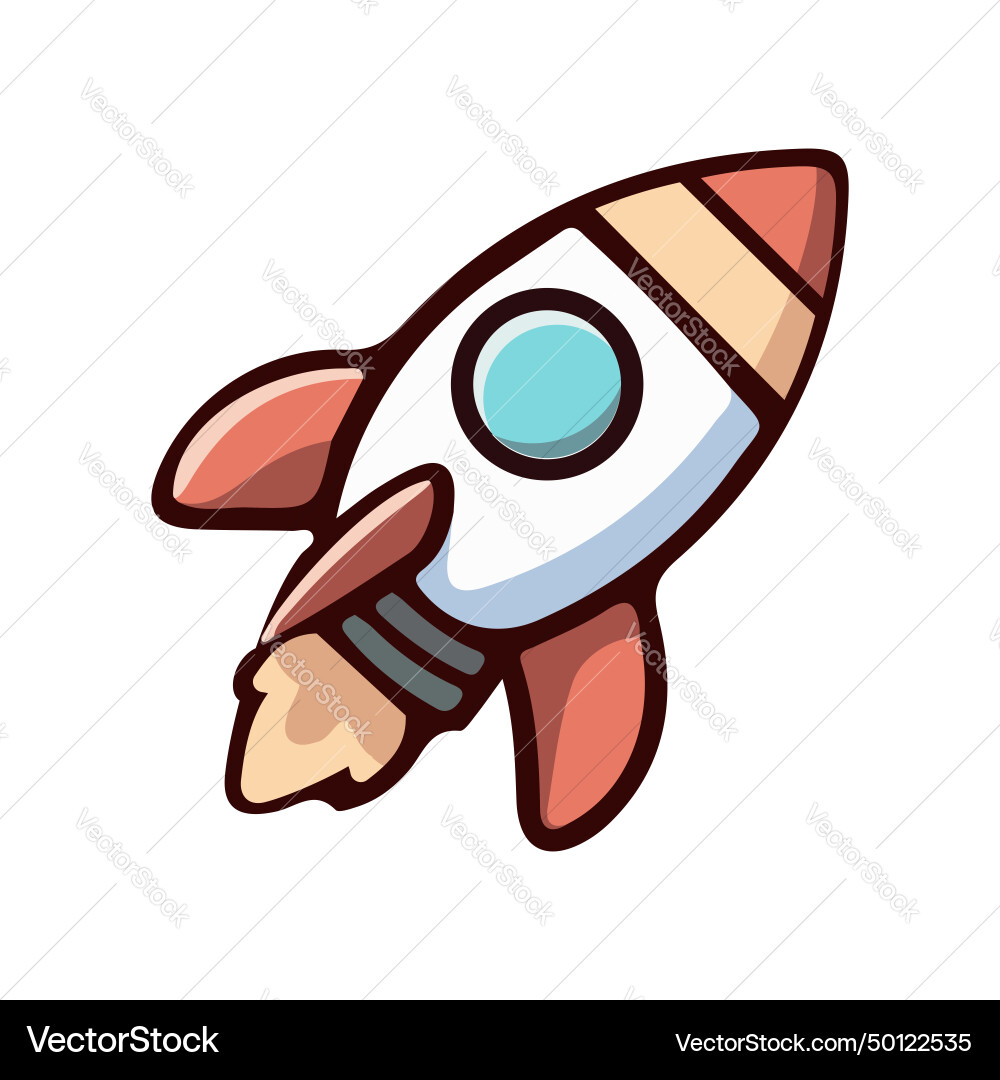 Rocket ship launch flat sign Royalty Free Vector Image