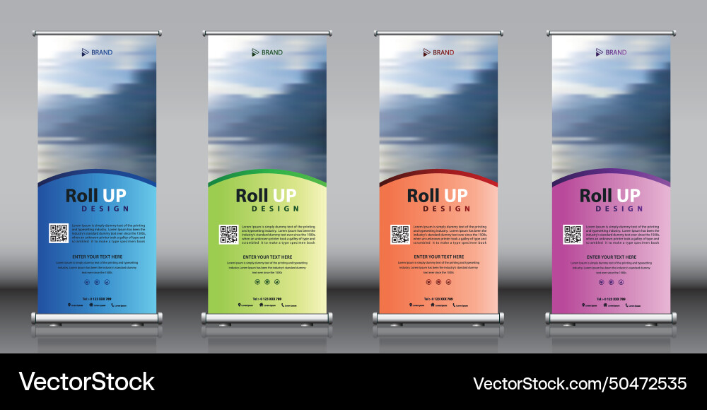 Roll up vertical street banner design collection Vector Image