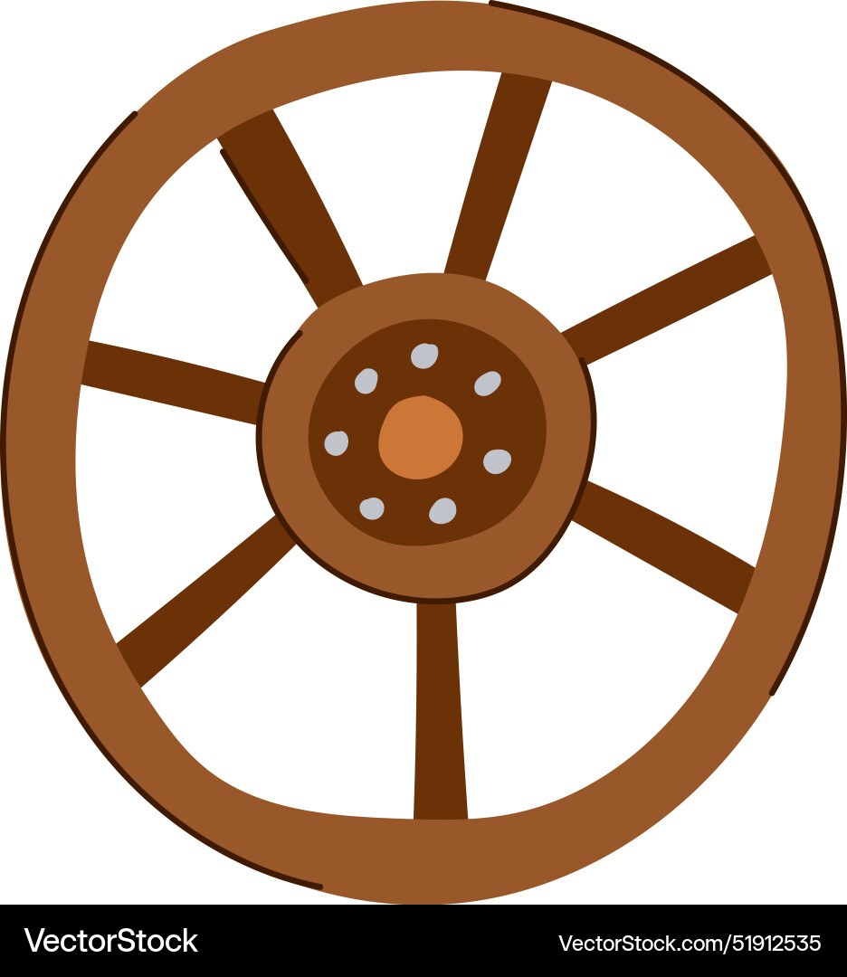 Wood wheel ancient cartoon Royalty Free Vector Image