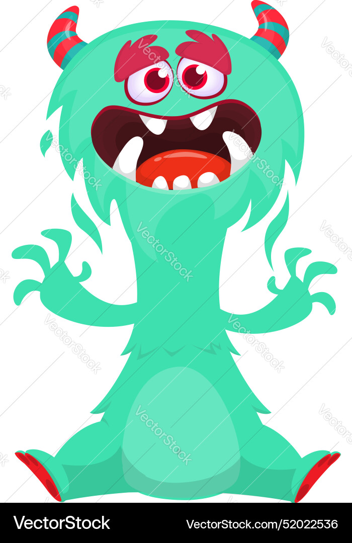 Cartoon angry monster with scary face expression Vector Image