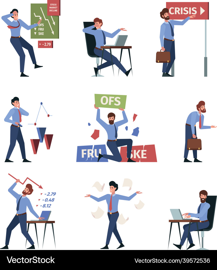 Financial Crisis Business Breakdown Royalty Free Vector