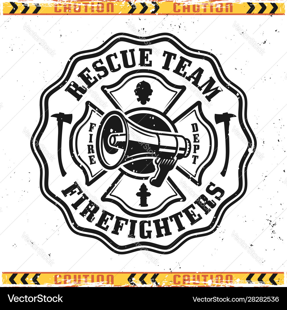 Firefighter rescue team emblem or logo Royalty Free Vector