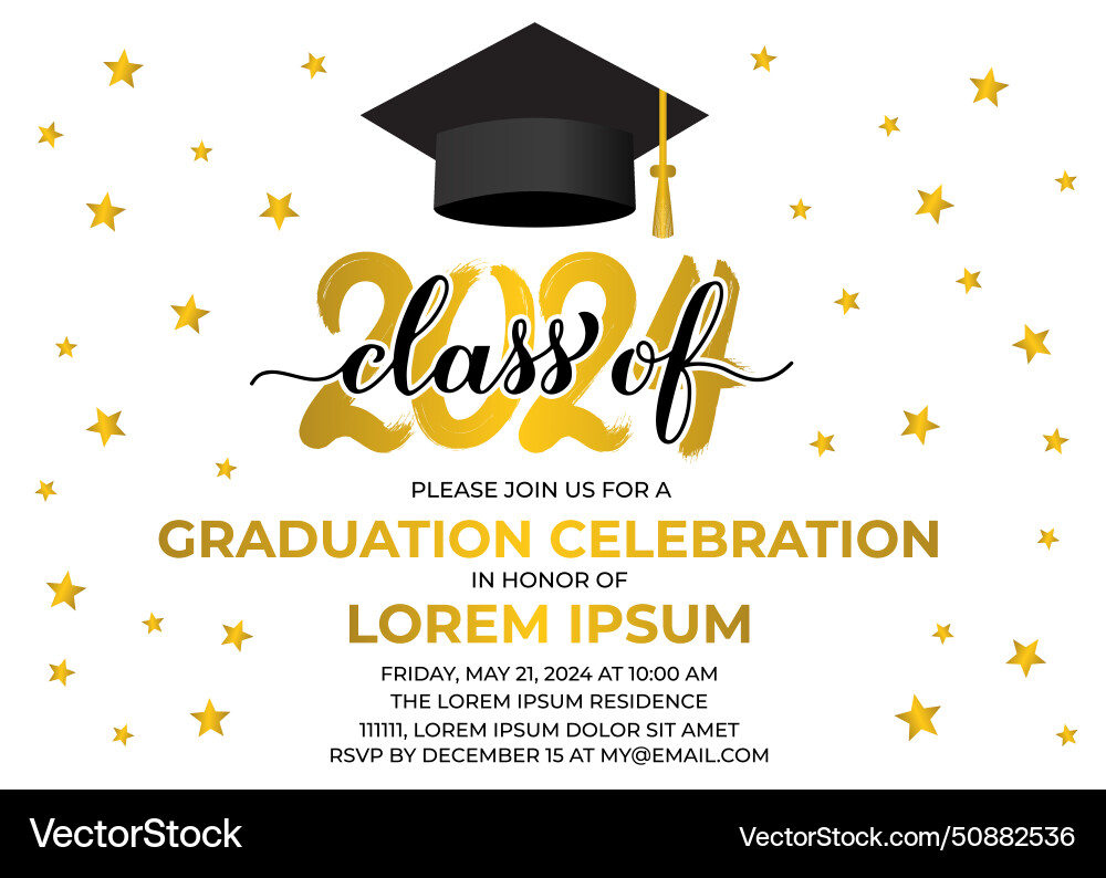 Graduation party invitation card template Vector Image