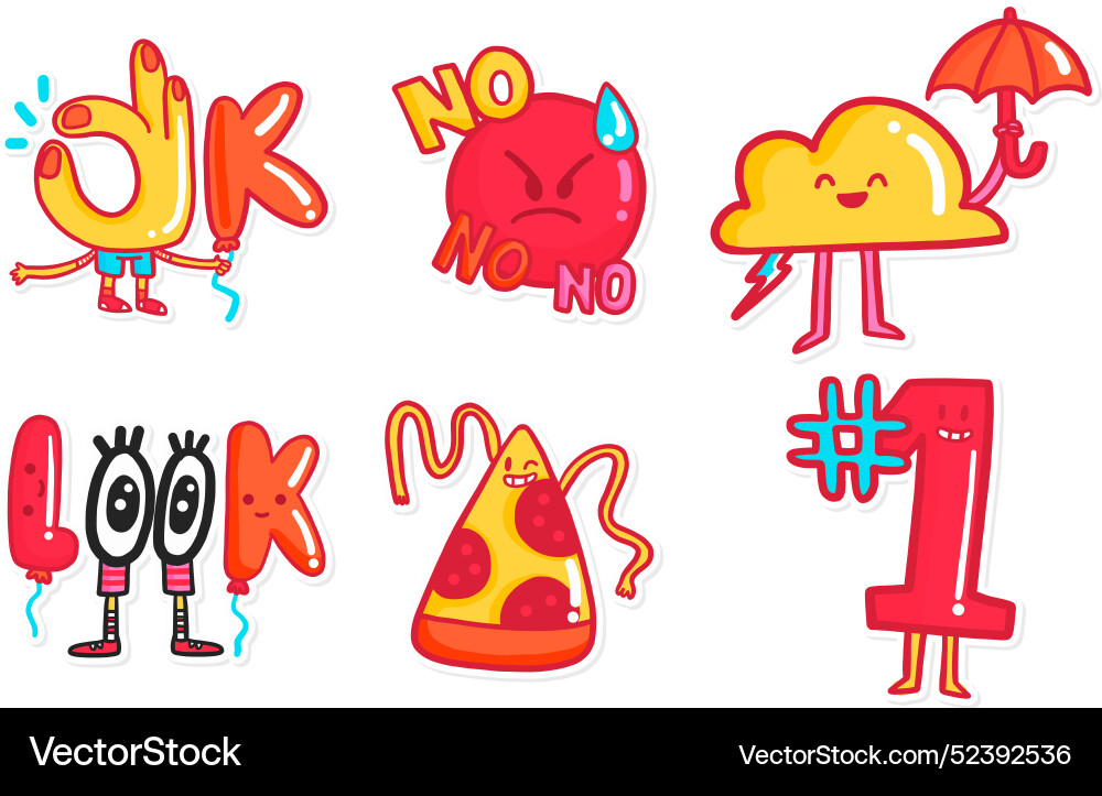 Hand-drawn funny sticker collection Royalty Free Vector