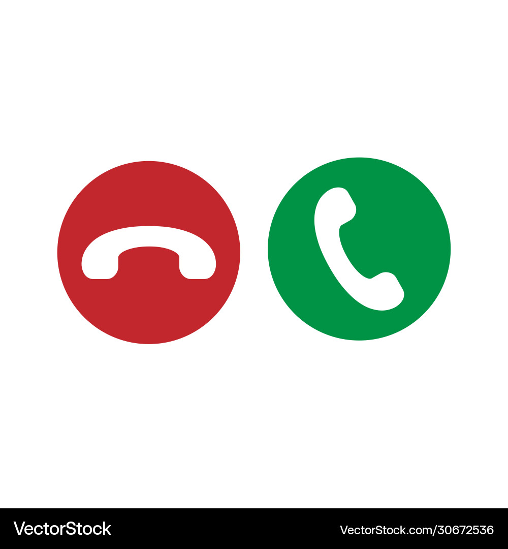 Red and green phone icon isolated on white Vector Image