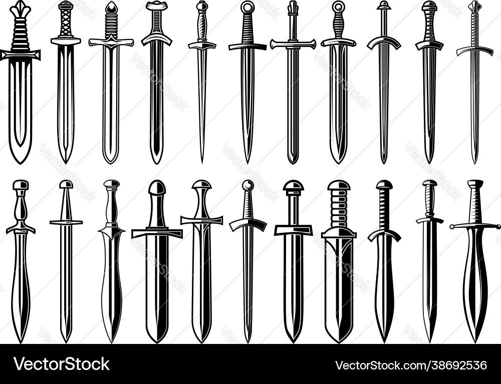 Set medieval swords design element Royalty Free Vector Image