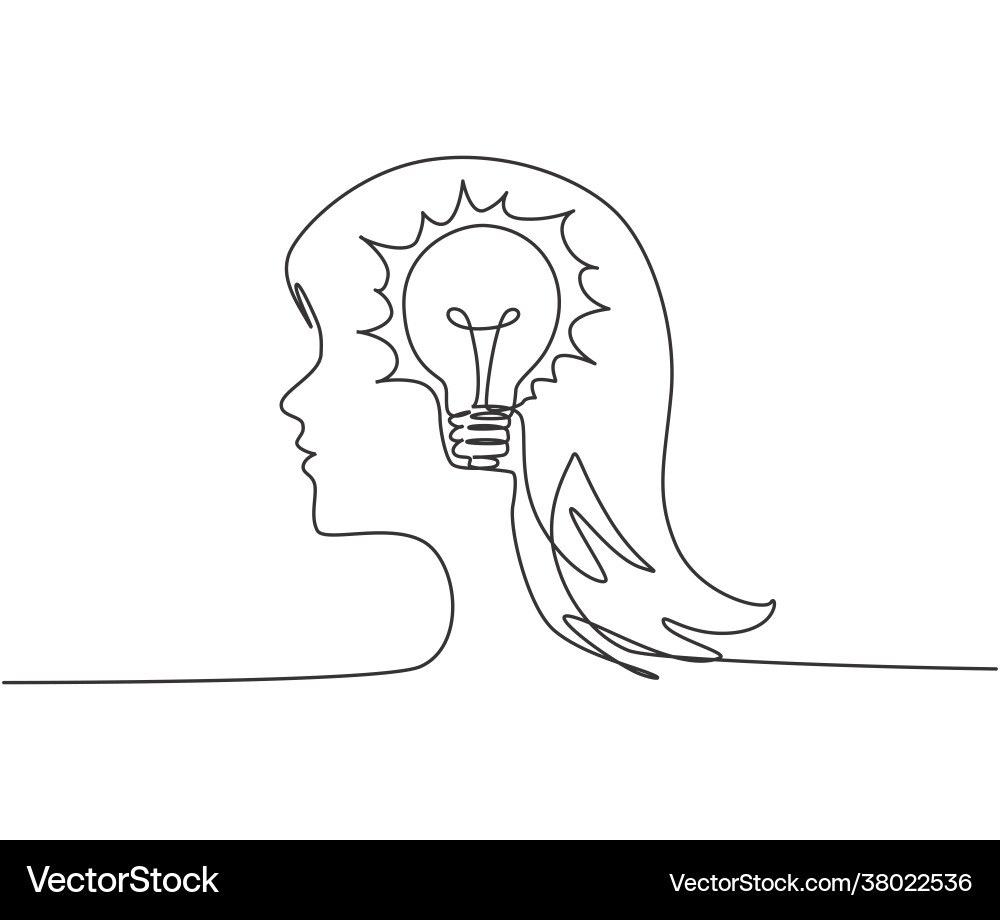 Single continuous line drawing human woman Vector Image