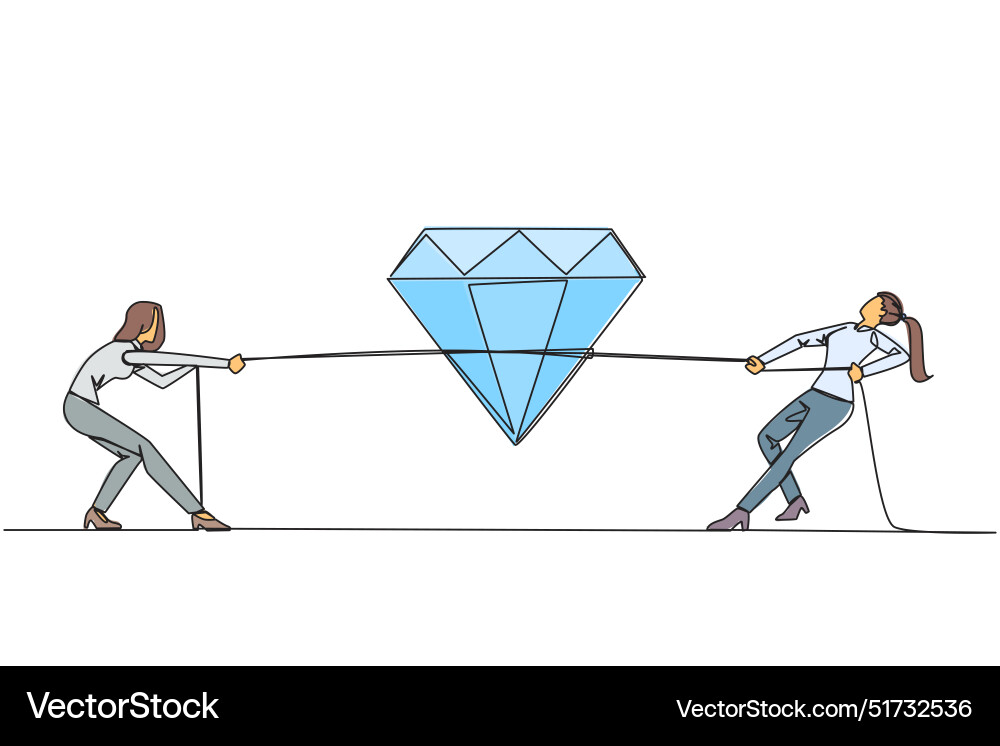 Single one line drawing two businesswomen Vector Image