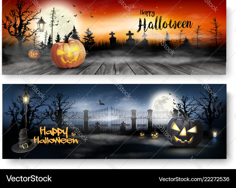 Spooky Halloween Banners Royalty Free Vector Image