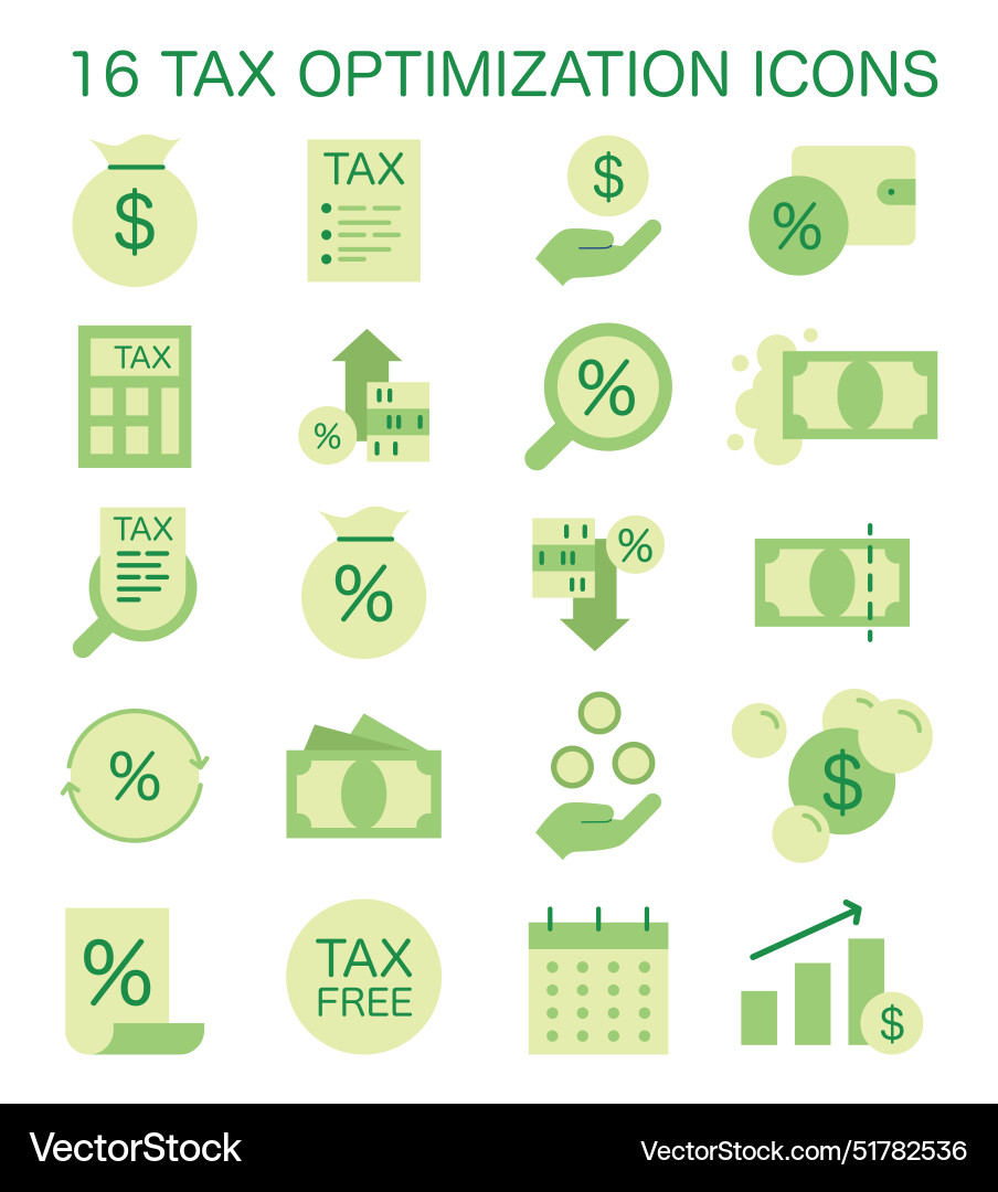 Tax optimization icon set simple symbols Vector Image