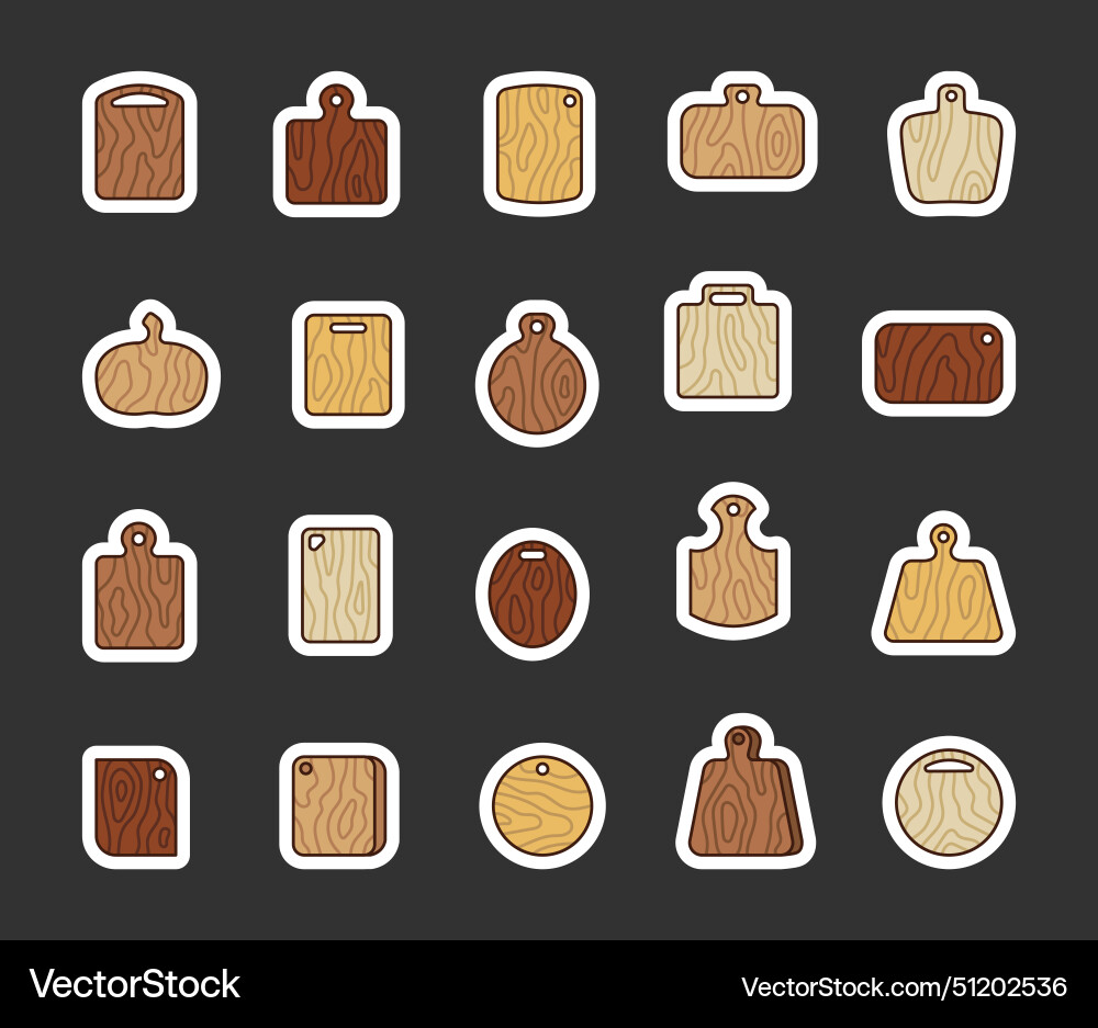 Wood cutting board sticker bookmark kitchen Vector Image