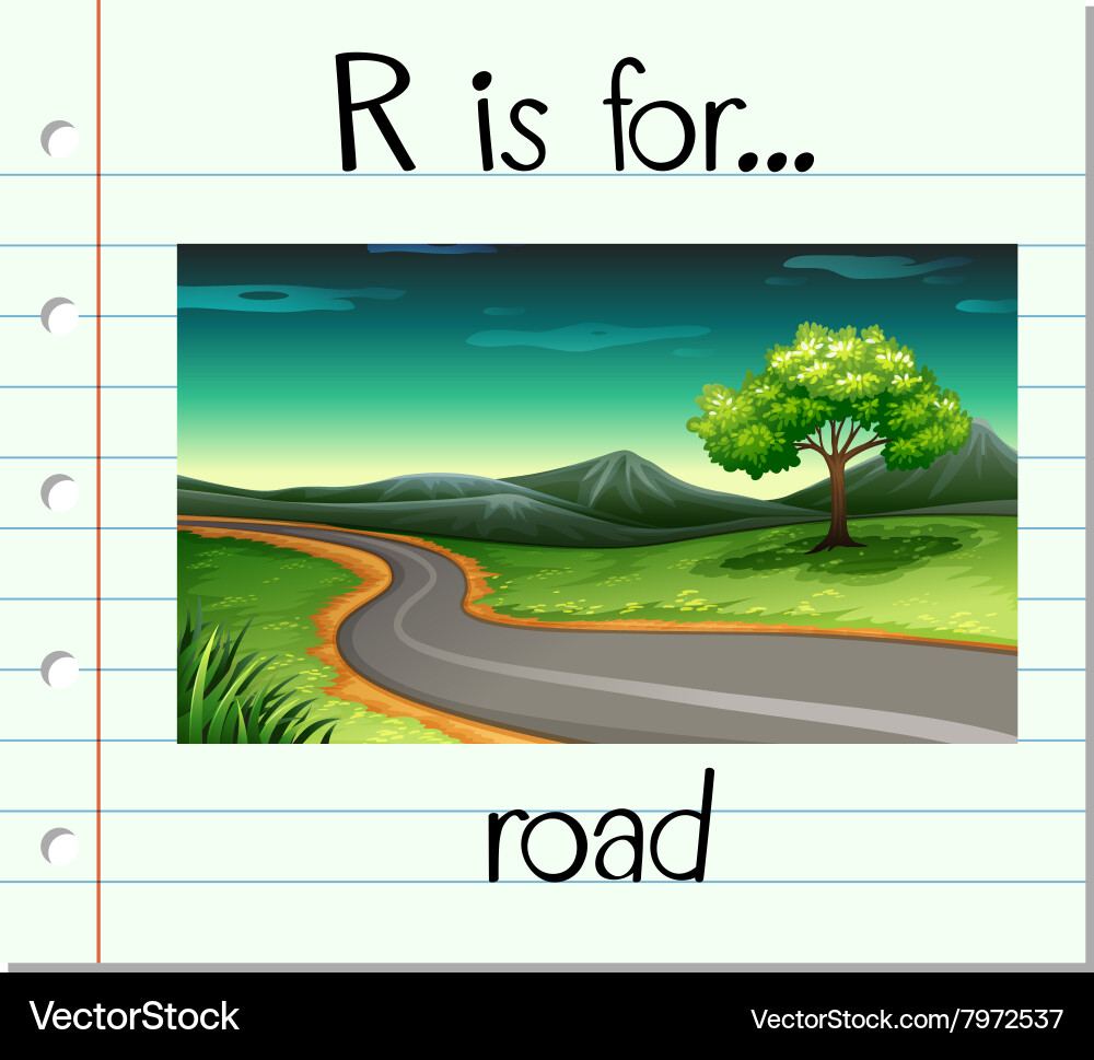 Flashcard letter r is for road Royalty Free Vector Image