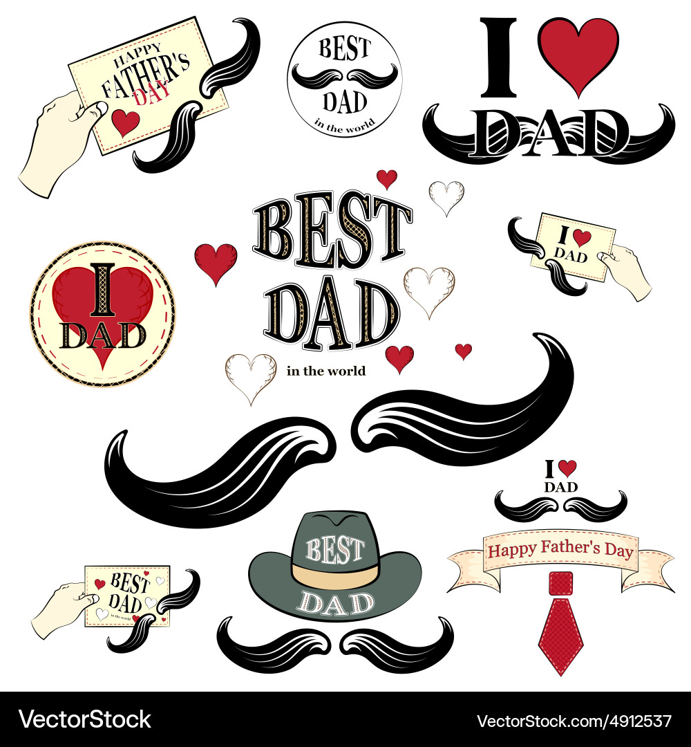 Happy fathers day set Royalty Free Vector Image